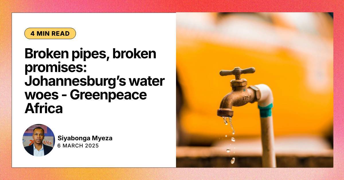 Broken pipes, broken promises: Johannesburg’s water woes - Greenpeace Africa