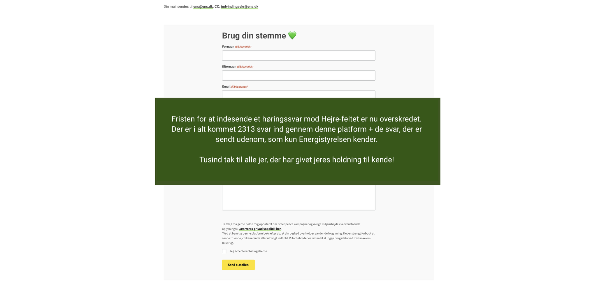 Stop Hejrefeltet – høringssvar - Greenpeace Danmark
