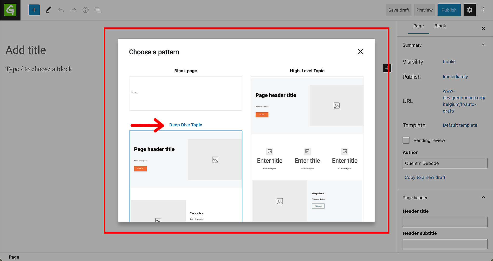 Create Deep Dive Topic Pages - Greenpeace Planet 4 Handbook