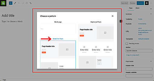 Create Deep Dive Topic Pages - Greenpeace Planet 4 Handbook