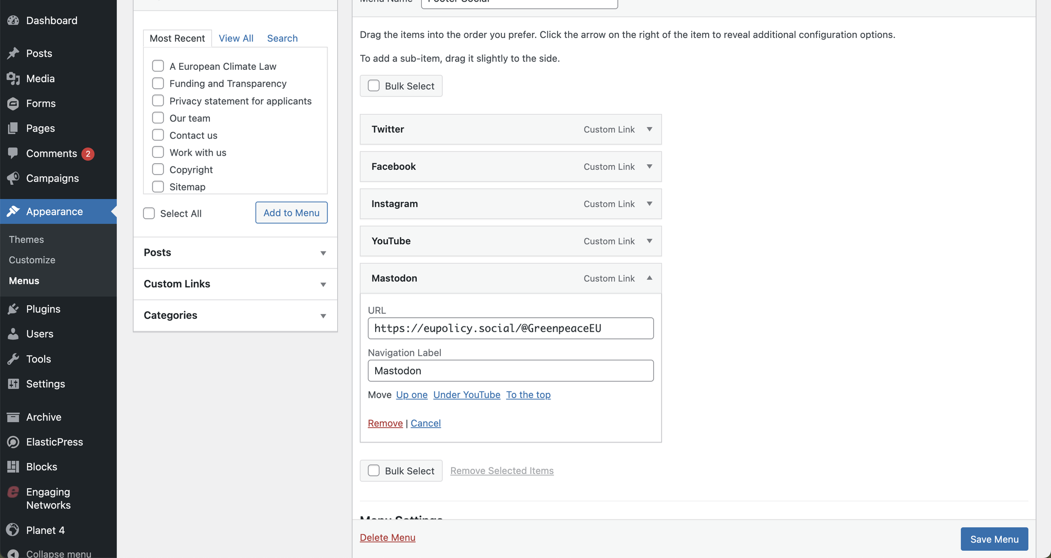 Add Mastodon Verification Code into your P4 Site - Greenpeace Planet 4 Handbook
