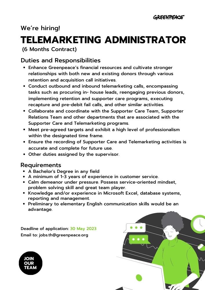 Telemarketing Administrator (6 Months Contract)