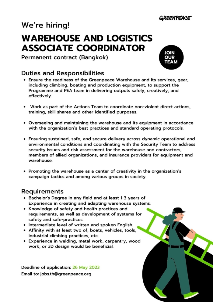 Warehouse and Logistics Associate Coordinator (Re open)